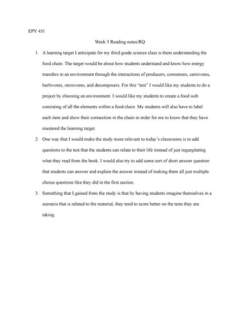 Week 3 Reading Notes Rq Online Assignment For Class Epy 451 Week 3