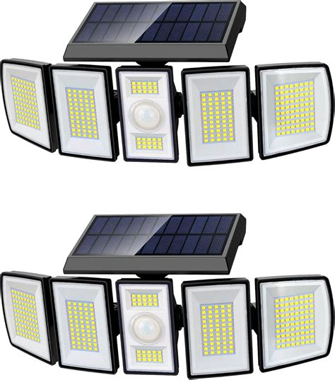 Solar Security Lights With Motion Sensor Outdoor 5 Heads 300 Leds