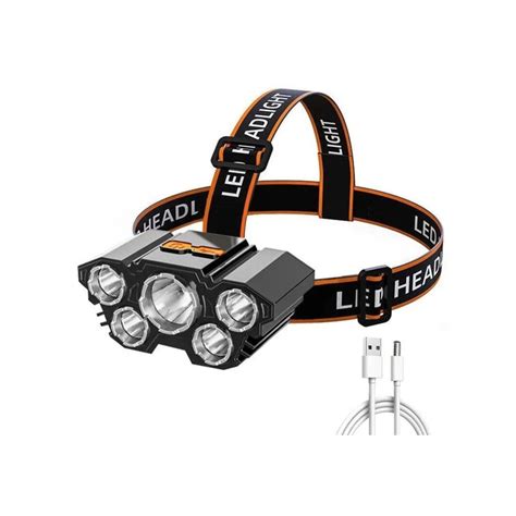 Linterna Minero 5 Led Cabeza Vincha Batería Recargable Usb