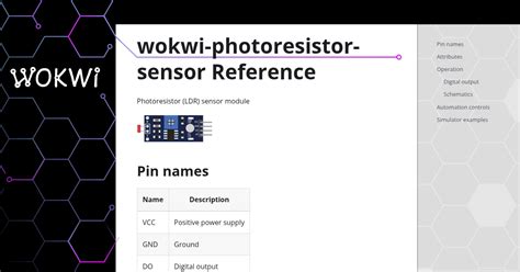 Wokwi Photoresistor Sensor Reference Wokwi Docs