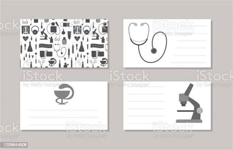 벡터 의학 명함 템플릿의 집합입니다 귀여운 만화 의료 요소와 미리 만들어진 디자인 건강 관리 플랫 일러스트 개념에 대한 스톡 벡터 아트 및 기타 이미지 Istock