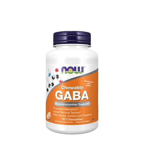 Now Foods Gaba Orange Flavor Chewable Tablets 90 Chewables