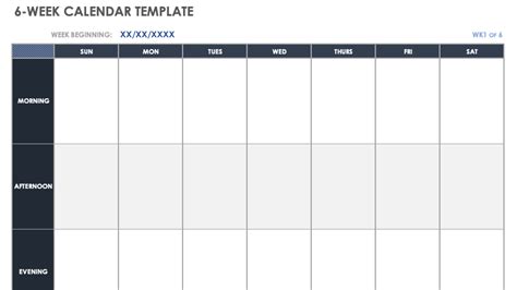 6 Week Calendar Blank