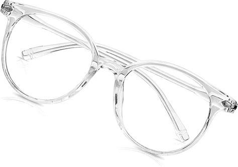 Craebuer Clear Glasses For Women Men Retro Round Blue