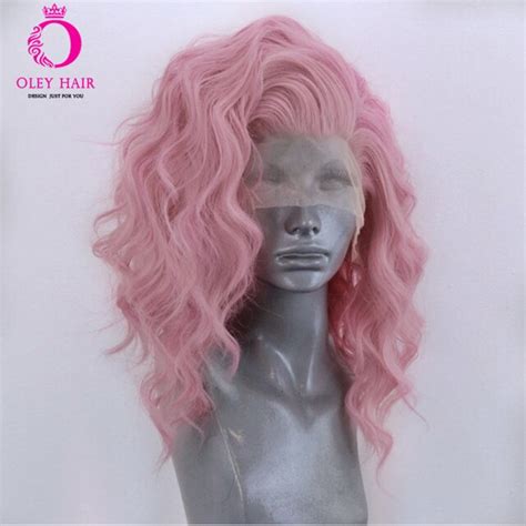 Light Pink Synthetic Lace Front Wig Heat Resistant Grandado