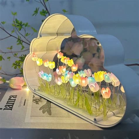 1pc Tulip Flower Sea Night Light Atmosphere Lamp Handmade Diy