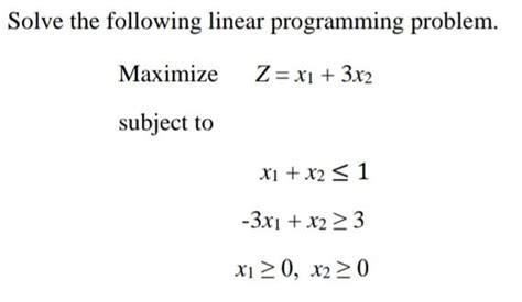 solved solve the following linear programming problem