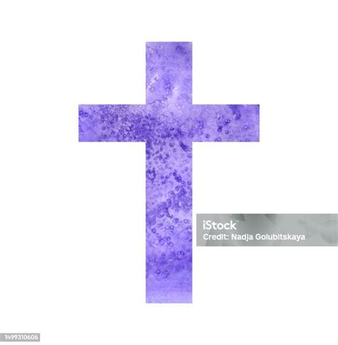 십자가는 흰색 배경에 분리되어 있습니다 푸른 수채화 종교 상징입니다 추상적인 화려한 부활절 인쇄 세례와 첫 영성체 디자인을 위한