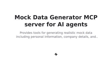 Mock Data Generator Mcp Server For Ai Agents