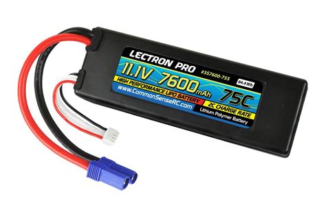 LECTRON PRO 3S LIPO 11 1V 7600MAH 75C BATTERY EC5 My Tobbies Toys