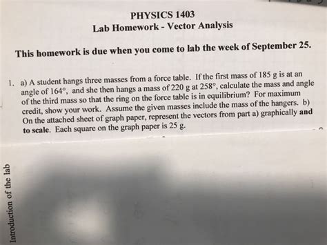 Solved Physics 1403 Lab Homework Vector Analysis This
