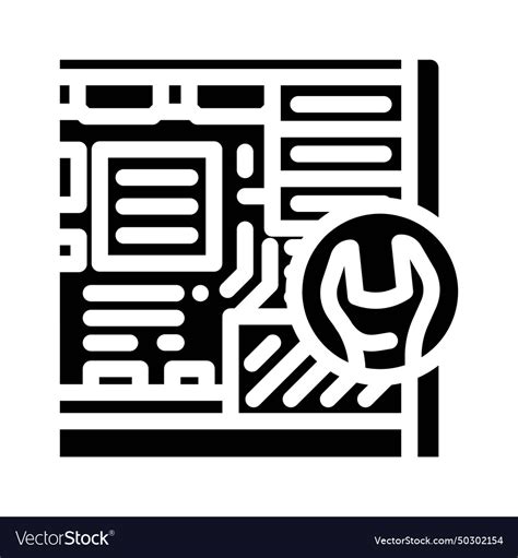 Computer Maintenance Repair Glyph Icon Royalty Free Vector