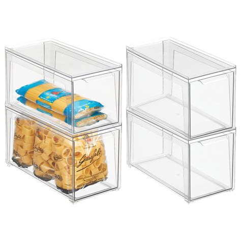 Mdesign Plastic Stackable Kitchen Storage Organizer With Drawer 4