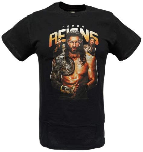 Roman Reigns Three Pose Mens Black T Shirt