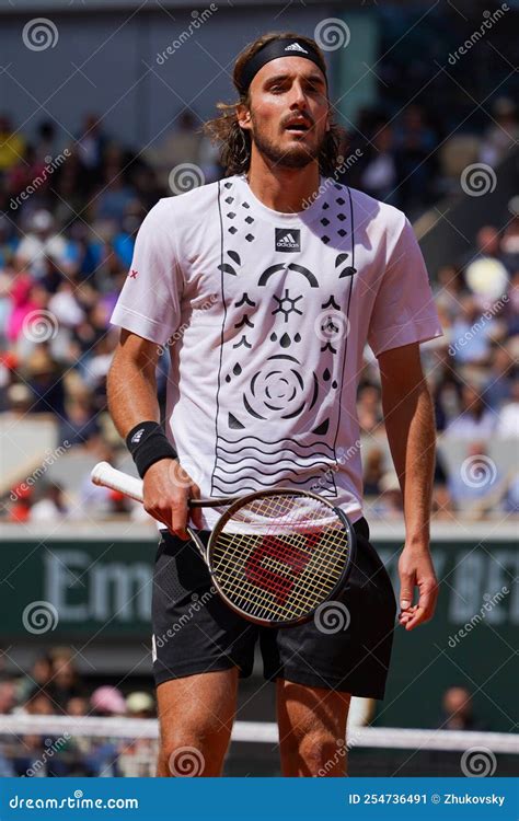Professional Tennis Player Stefanos Tsitsipas Of Greece In Action