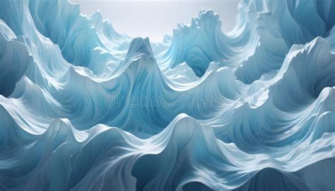 Abstract Landscape Of Flowing White Waves Resembling Snowdrifts Or A Surreal Dreamscape Stock