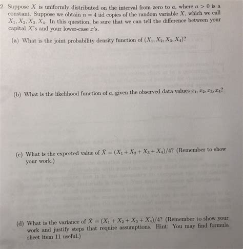 solved 2 suppose x is uniformly distributed on the interval