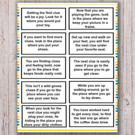 Free Printable Treasure Hunt Clues