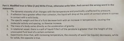 Solved Part II. Modified true or false ( 2 pts) Write if | Chegg.com