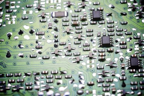 Electronic Components On A Printed Circuit Board Resistor Inductor And Capacitor On Pcb Stock