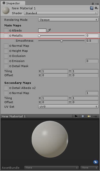 unity manual metallic mode metallic parameter