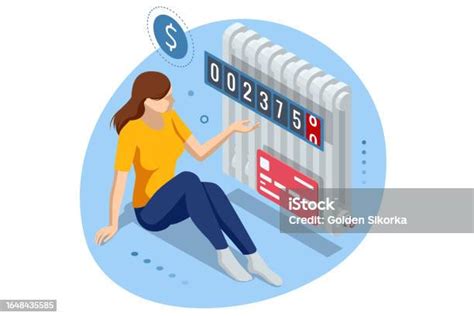 등각 투영 송장 열 에너지 지불 공과금 및 자원 절약 개념 공과금 지불 열 에너지 소비 비용 가정용 유틸리티 관세에 대한 스톡