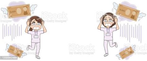 희끄무레한 유니폼을 입은 두 명의 여성 간호사 돈에 대한 이미지 2명에 대한 스톡 벡터 아트 및 기타 이미지 2명 간호사 건강관리와 의술 Istock