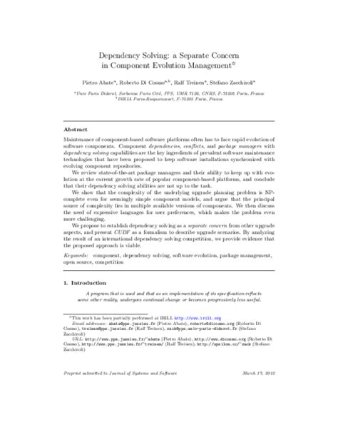 pdf dependency solving a separate concern in component evolution