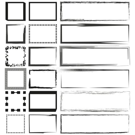 Decorative Border Collection Rectangular Frames Variety Hand Drawn