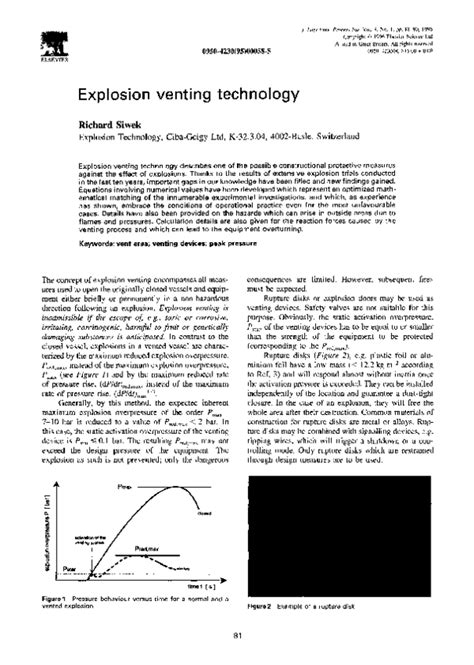 Pdf Optimizing Explosion Venting Technology