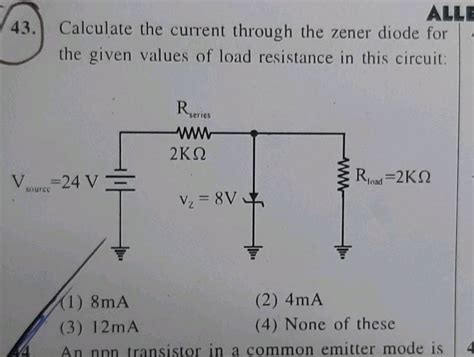 43 Alle Calculate The Current Through The Zener Diode The Given Values