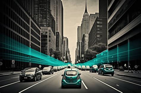Smart Cars With Automatic Sensor Driving On Metropolis With Wireless Connection Generative Ai