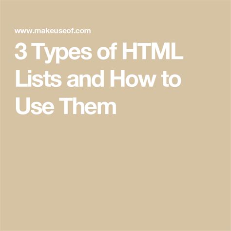 3 Types Of Html Lists Explained