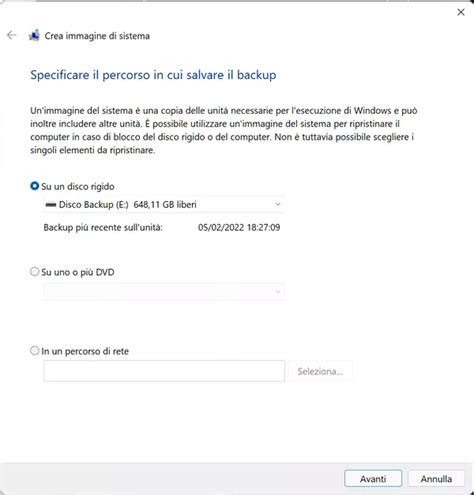 Windows Gestione Backup OS Windows HTML It