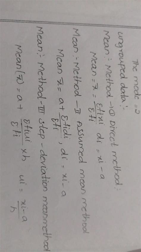The Mode 2 Ungrouped Data Mean Method Rightarrow Infty Direct Met