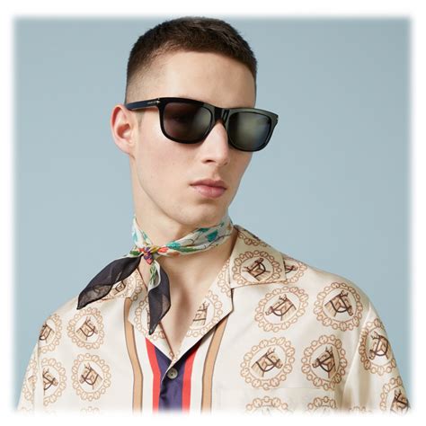 Gucci Rectangular Frame Sunglasses Dark Tortoiseshell Green Gucci