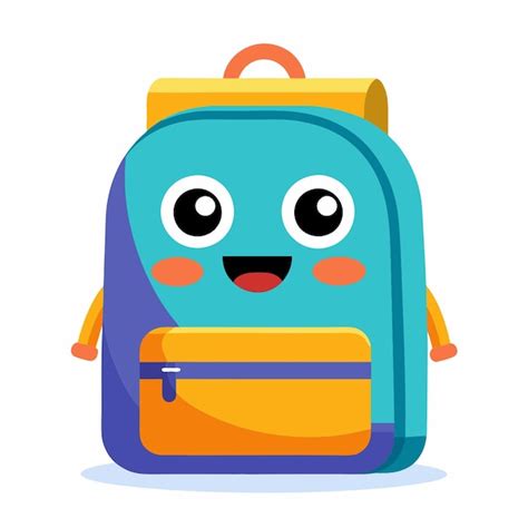 Милый мультфильмный рюкзак с улыбающимся лицом Премиум Ai сгенерированный вектор