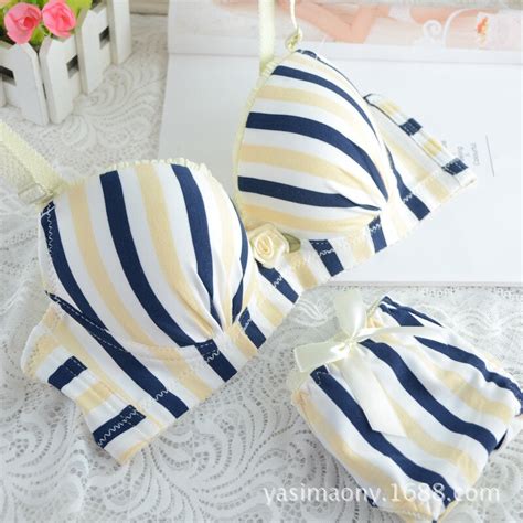 Free Shipping Spring And Summer Sexy Bra Underwear Gather Stripe Cute