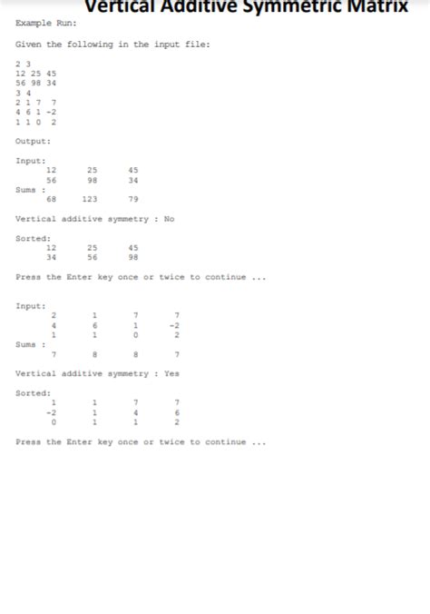 Solved Vertical Additive Symmetric Matrix A Matrix Is
