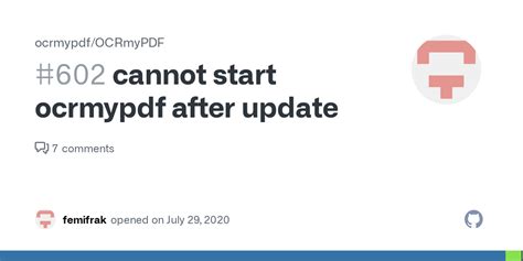 Cannot Start Ocrmypdf After Update Issue Ocrmypdf Ocrmypdf