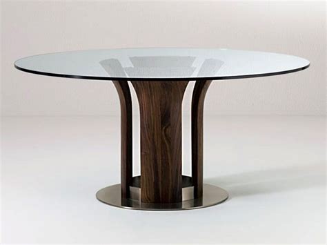 Round Glass Dining Table With Wood Base Foter