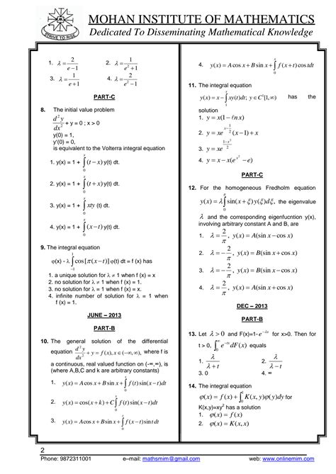 solution csir net integral calculus previous year question paper