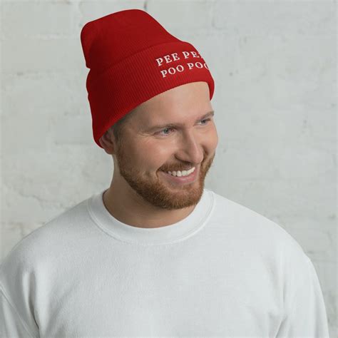 Pee Pee Poo Poo Red Cuffed Beanie Parody Funny Hat Knit Hat Etsy