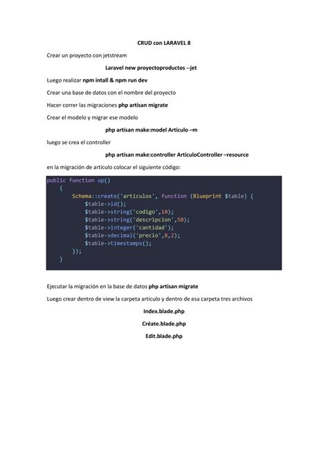 guía para crud laravel 8