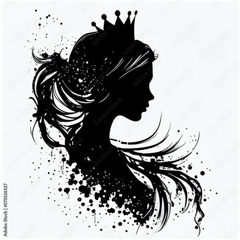 Silhouette Of Queen Face Or Head Side View Young Woman Bride Or Lady