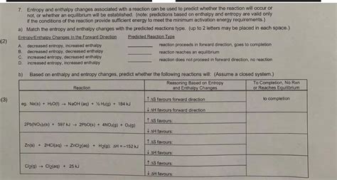 Solved Entropy And Enthalpy Changes Associated With A Chegg