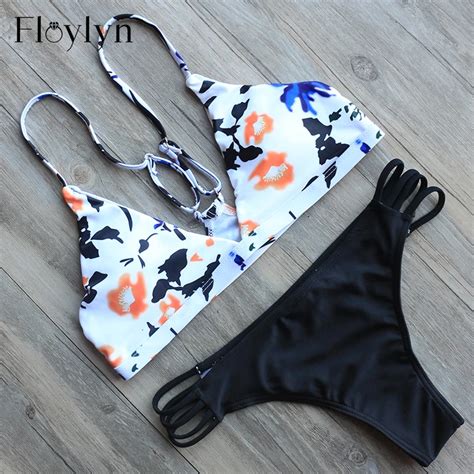 Floylyn Sexy Triangle Push Up Women Sexy Printing Brazilian Biquini