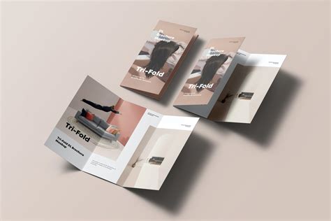4708 8款三折页传单手册邀请函设计作品贴图ps样机素材场景展示效果图 Tri Fold DL Brochure Mock up