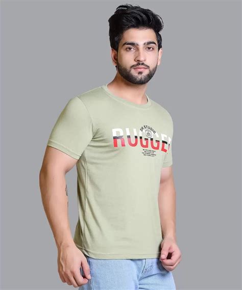 Printed 200 GSM Pista Green Men Cotton Round Neck T Shirt At 90 Piece