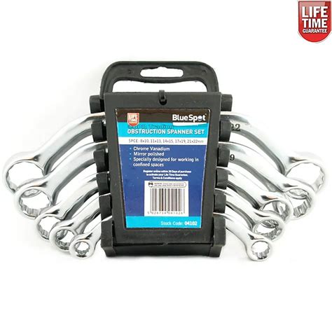 Bluespot 5pc 8 22mm Obstruction Spanner Set Metric Curved Chrome